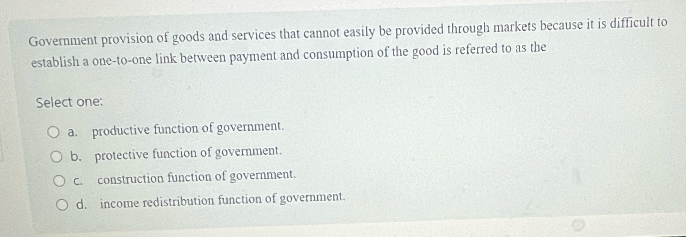 Solved Government provision of goods and services that | Chegg.com
