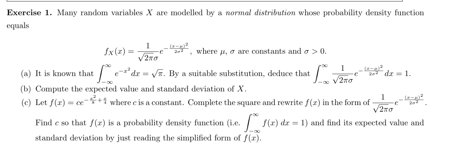 Solved Exercise 1. ﻿Many random variables x ﻿are modelled by | Chegg.com