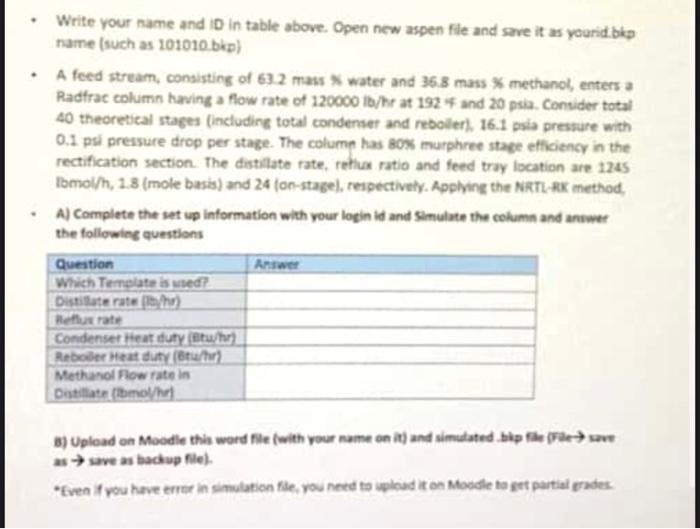 Solved - Write your name and iD in table above. Open new | Chegg.com