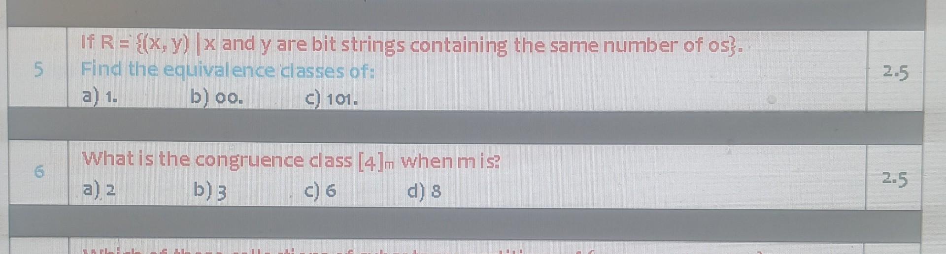 Solved If R={(x,y)∣x and y are bit strings containing the | Chegg.com