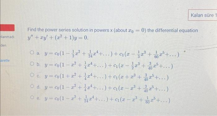 Solved Find the power series solution in powers x (about | Chegg.com
