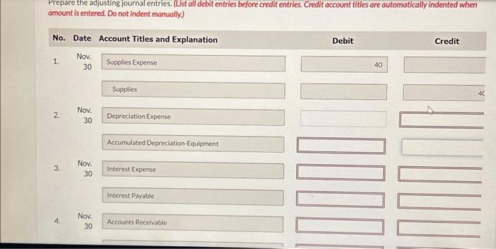 Solved Prepare the adjusting journal entries. (List all | Chegg.com