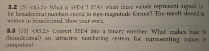 Solved 3.2 [5] What is 5ED4 2 07A4 when these values | Chegg.com