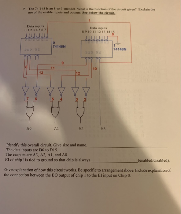 Solved 9 The 74 148 is an 8-to-3 encoder. What is the | Chegg.com