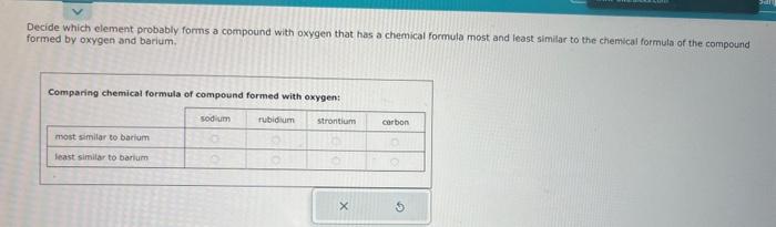 Solved Decide which element probably forms a compound with | Chegg.com