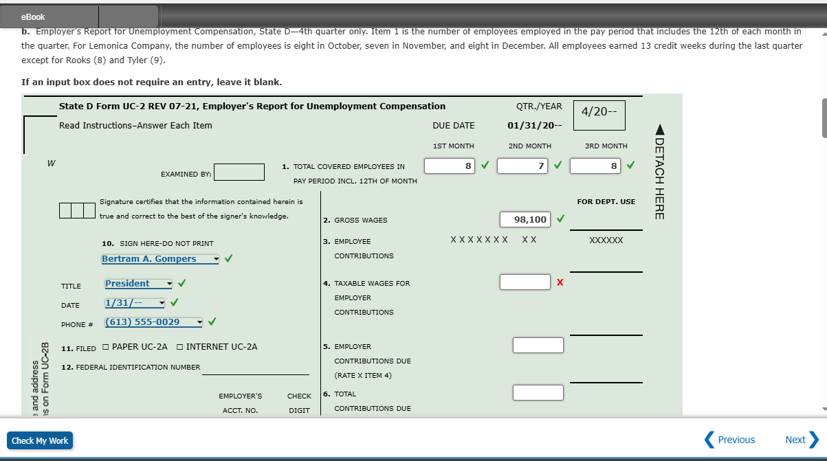Solved State D Form UC-2 ﻿REV 07-21, ﻿Employer's Report for | Chegg.com