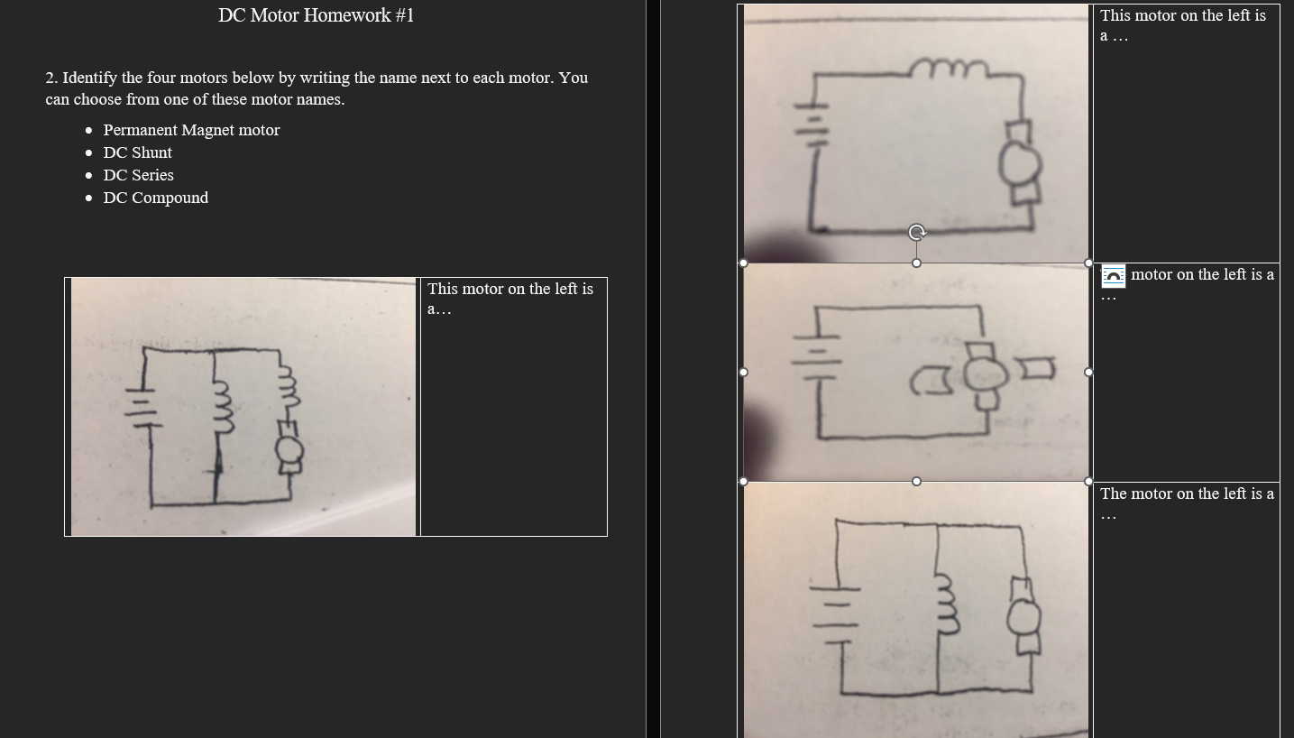 Identify the four motors below by writing the name | Chegg.com