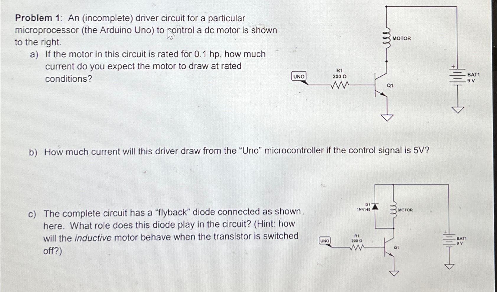 Solved Problem 1: An (incomplete) ﻿driver circuit for a | Chegg.com