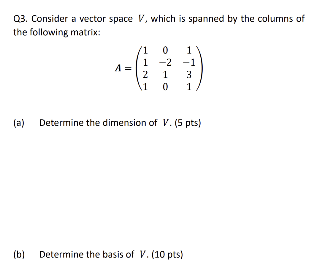 Solved Q3. ﻿Consider a vector space V, ﻿which is spanned by | Chegg.com