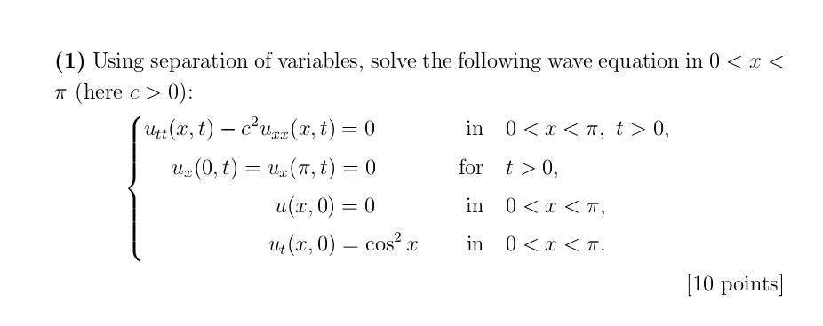Solved 1) Using separation of variables, solve the following | Chegg.com