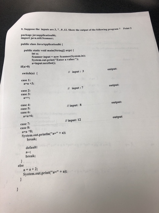 Solved Point 3 7. Show the output of the following program | Chegg.com