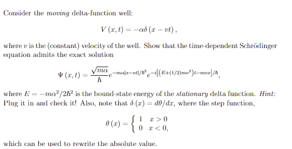 Solved Consider the moving delta-function | Chegg.com