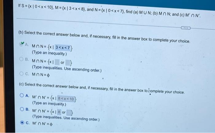 Solved (c) Select the correct answer below and, if | Chegg.com