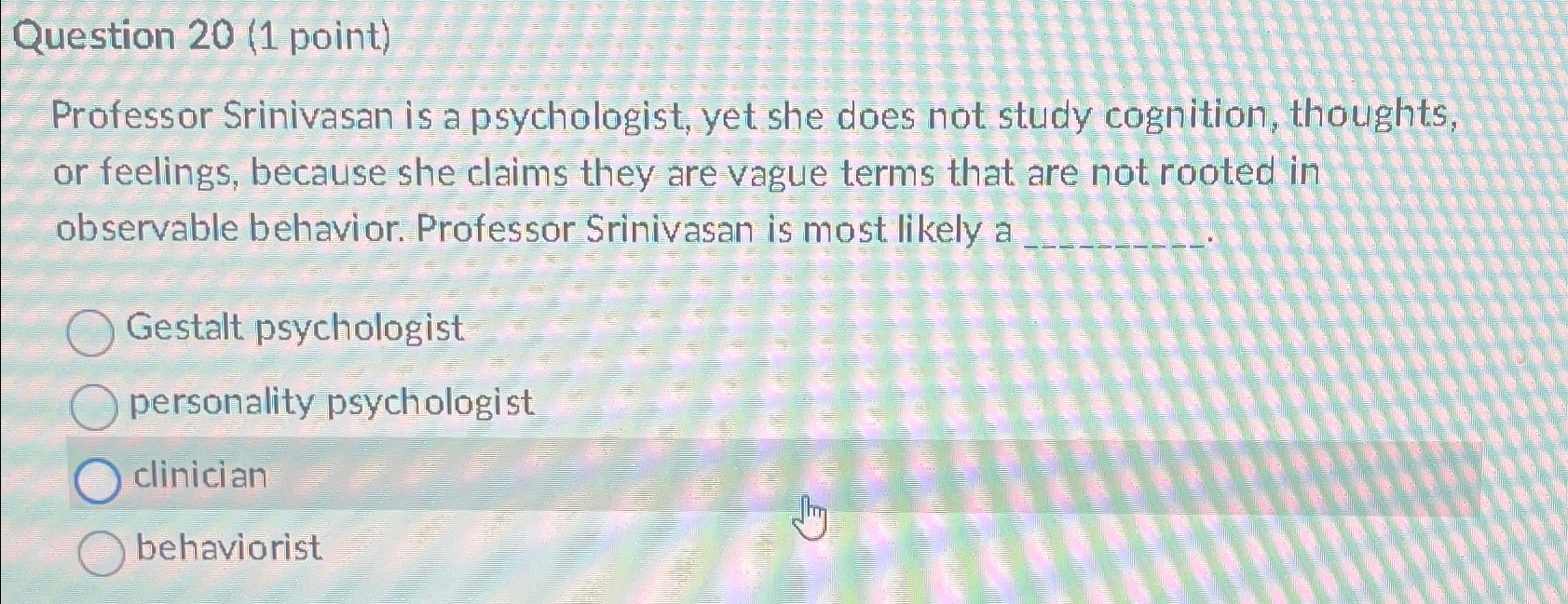 Solved Question 20 (1 ﻿point)Professor Srinivasan is a | Chegg.com