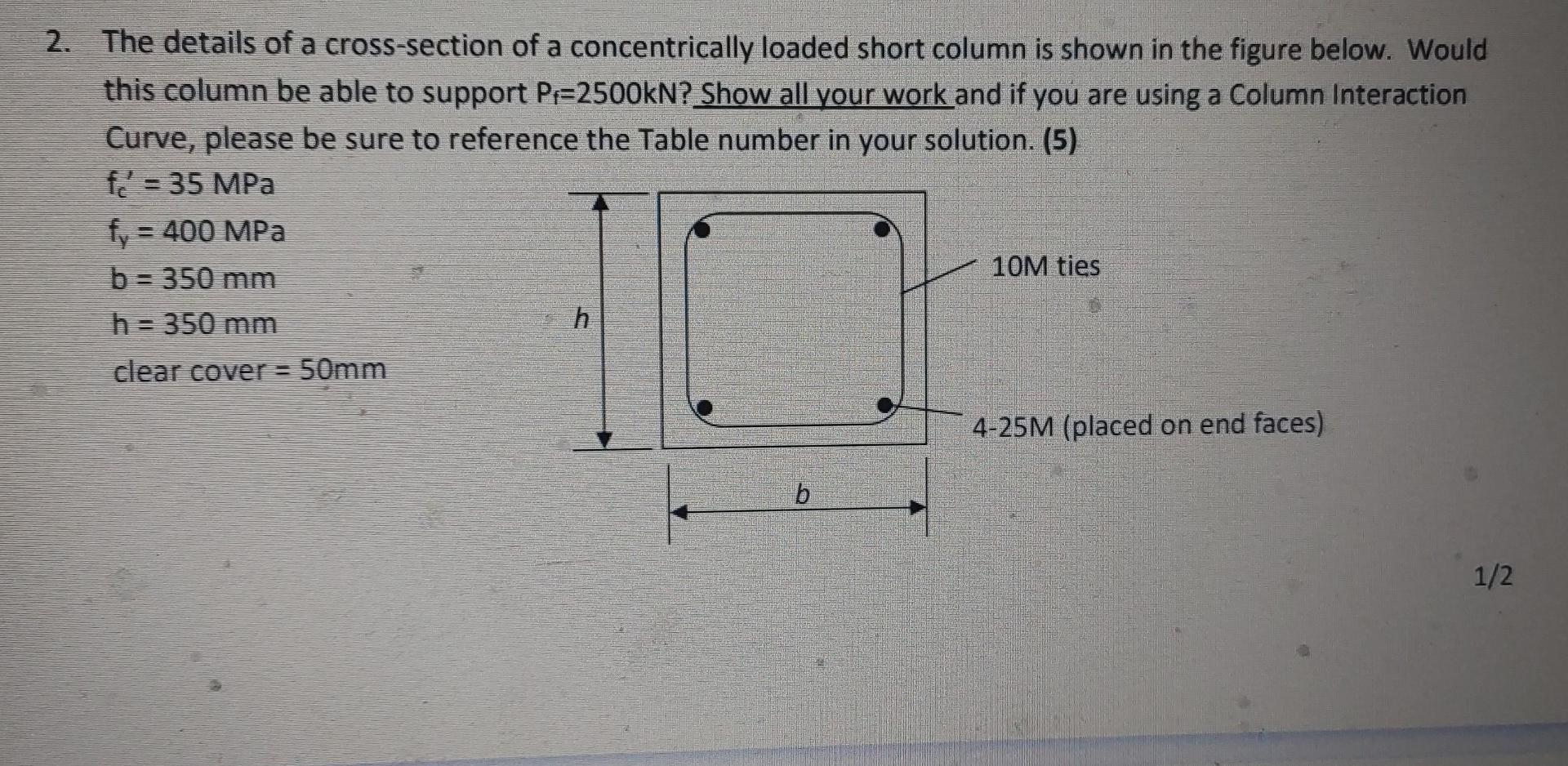Solved 2. The details of a cross-section of a concentrically | Chegg.com