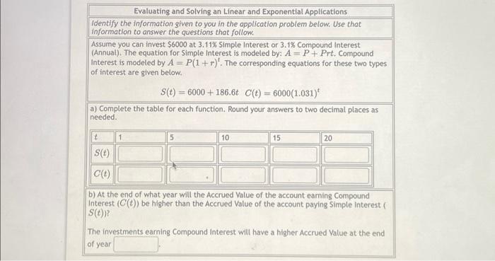 Solved Evaluating and Solving an Linear and Exponential | Chegg.com
