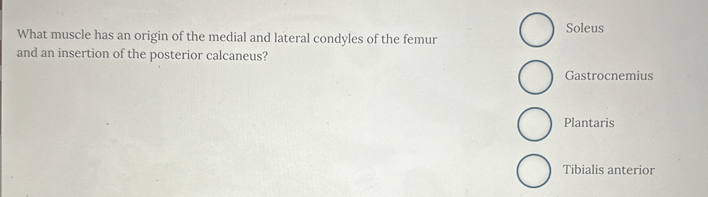 Solved What muscle has an origin of the medial and lateral | Chegg.com
