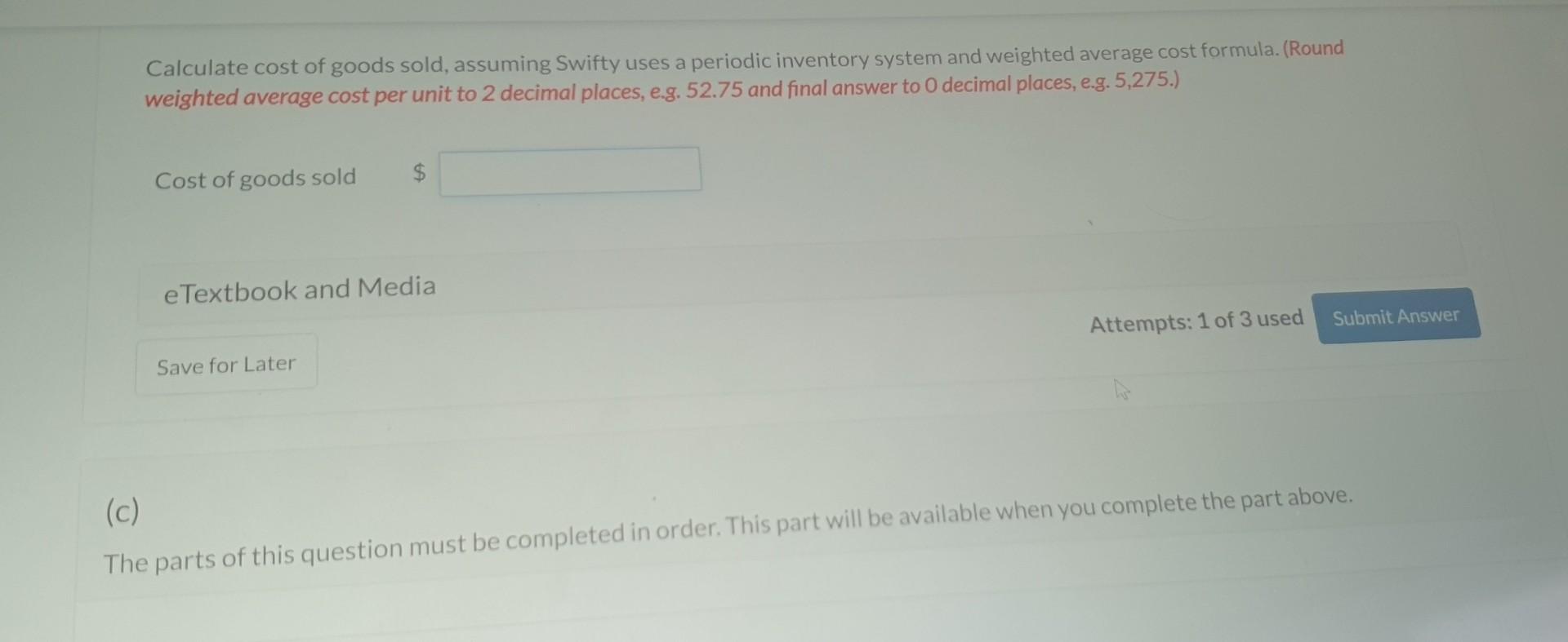 Solved Current Attempt in Progress Swifty Corporation is a | Chegg.com