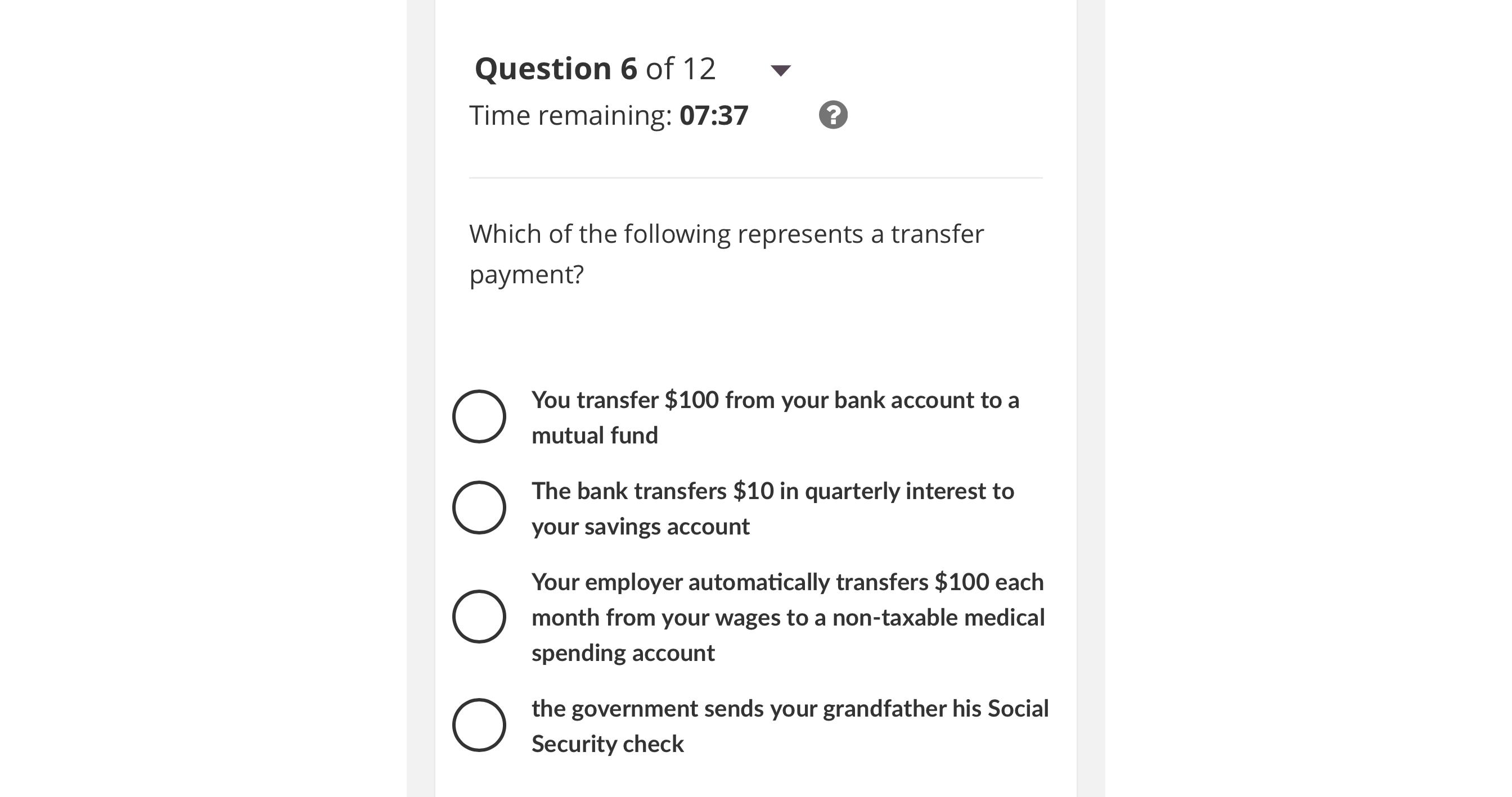 Solved Question 6 of 12Time remaining: 07:37?Which of the | Chegg.com Solved Question 6 of 12Time remaining: 07:37?Which of the | Chegg.com