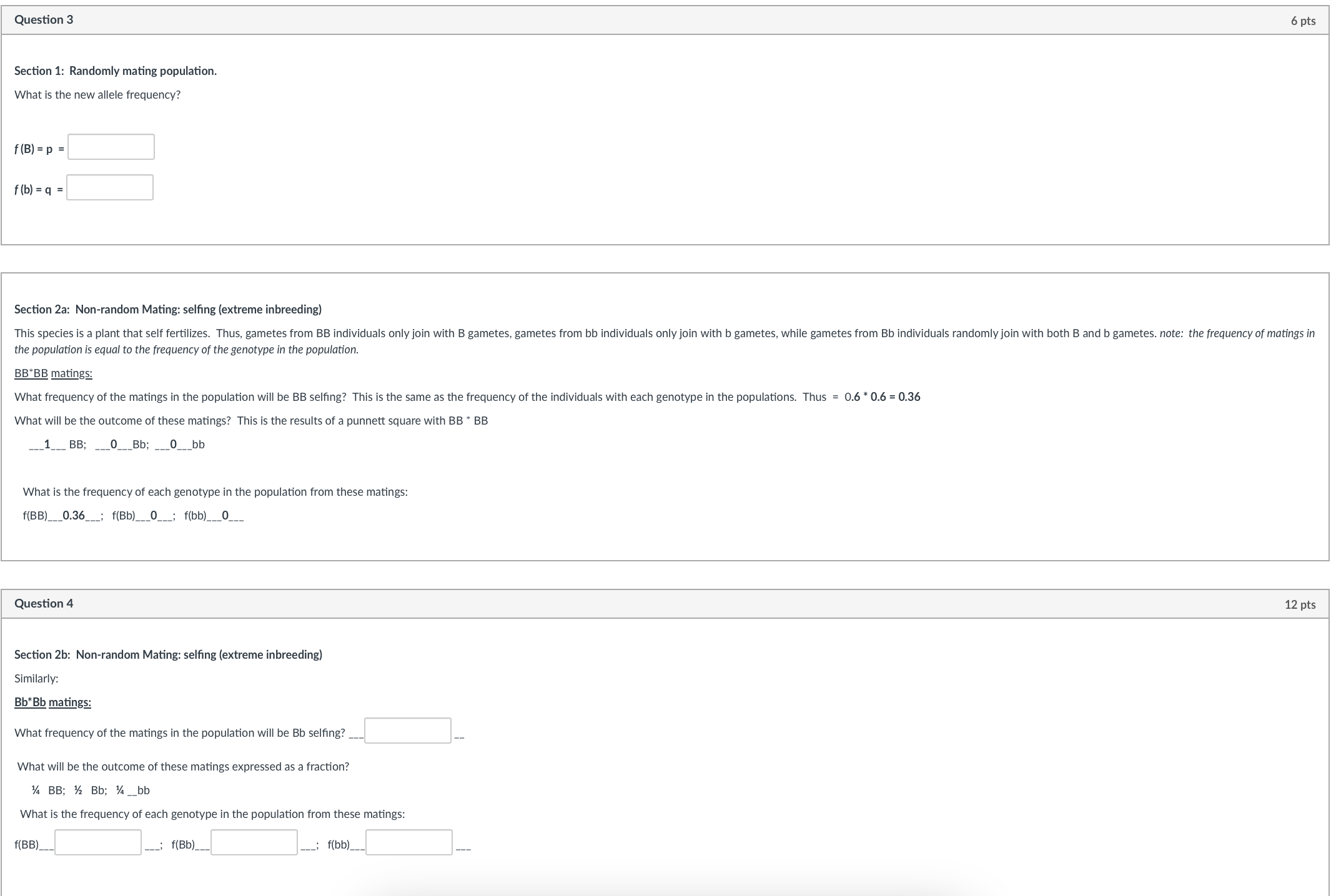 Solved Question 36 ﻿ptsSection 1: Randomly mating | Chegg.com