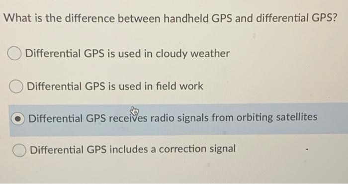 Solved What is the difference between handheld GPS and | Chegg.com