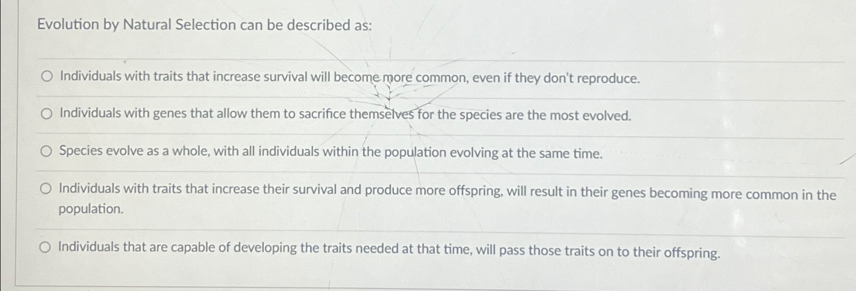 Solved Evolution by Natural Selection can be described | Chegg.com