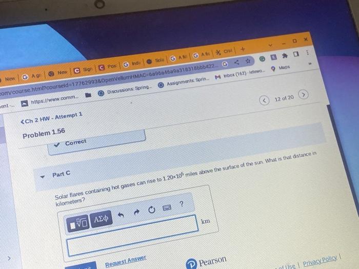 Solved Part C can ise to 1.20×105 miles ahove the sutace of | Chegg.com