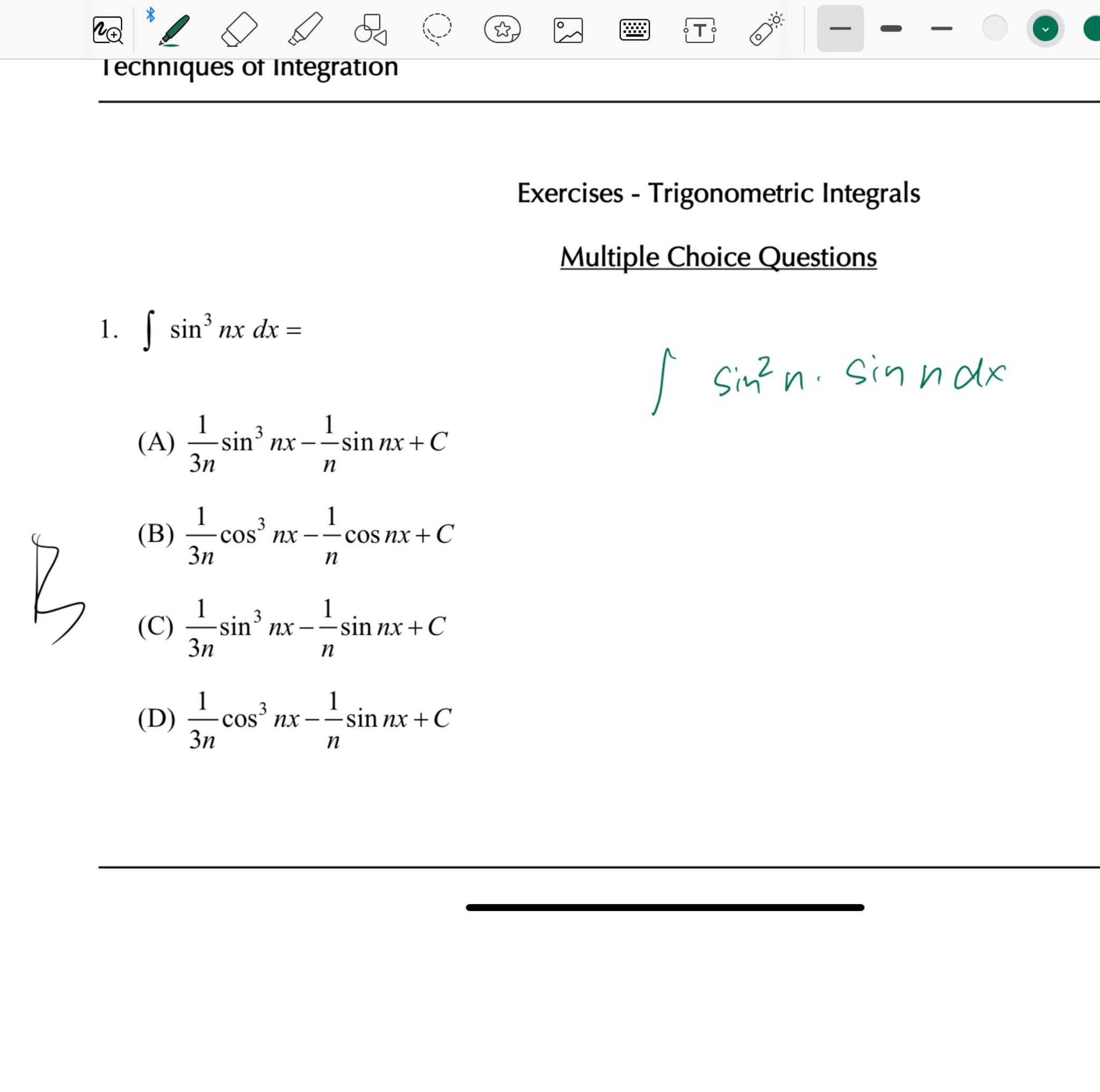 Solved lechniques of IntegratıonExercises - ﻿Trigonometric | Chegg.com