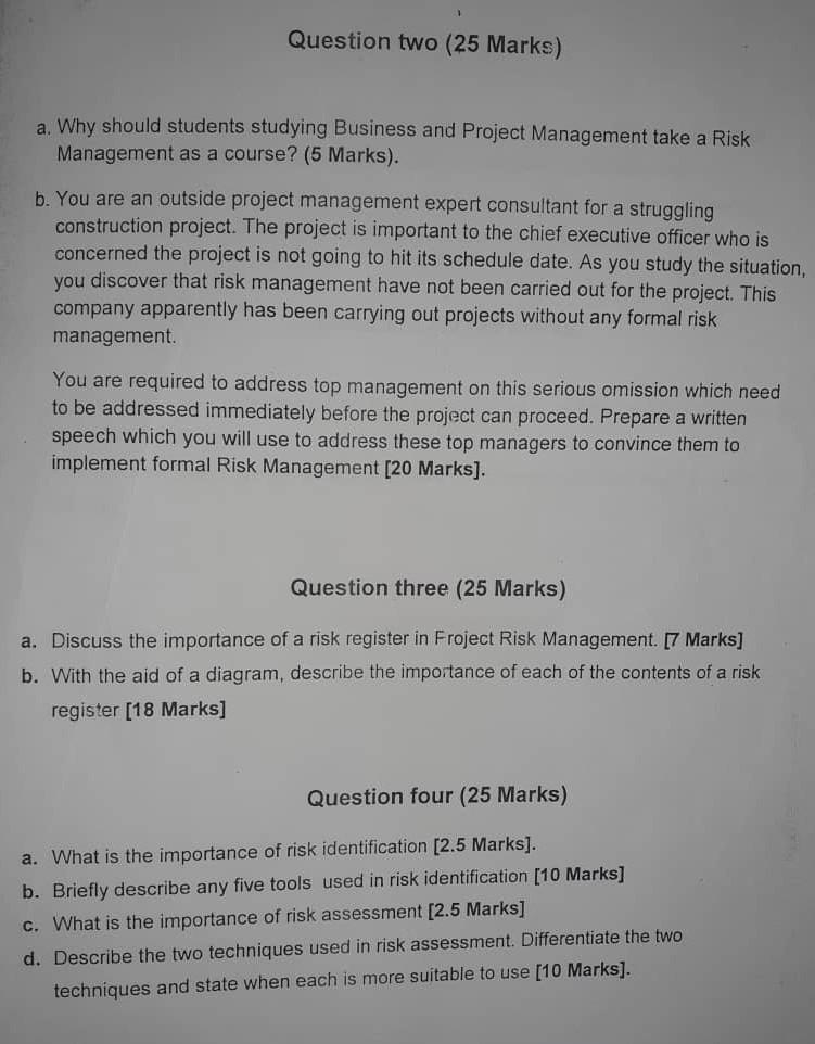 Solved a. Why should students studying Business and Project | Chegg.com