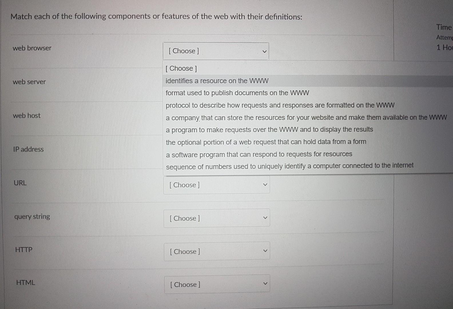 Solved Match each of the following components or features of | Chegg.com