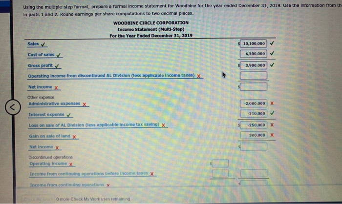 Solved Complex Income Statement The following items were | Chegg.com
