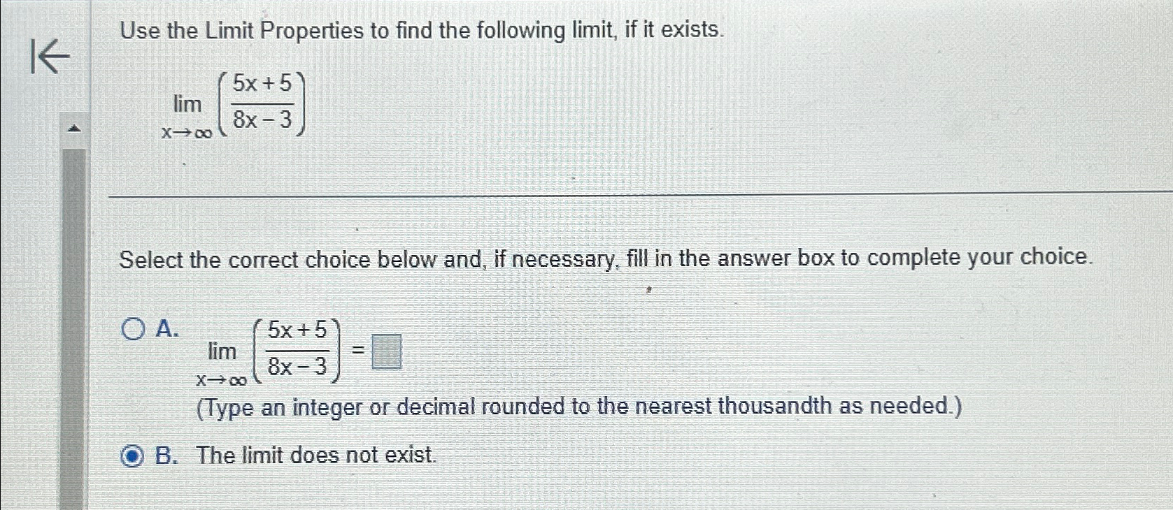 Solved Use the Limit Properties to find the following limit, | Chegg.com