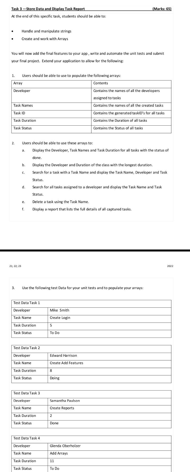 Solved Task 3-Store Data and Display Task Report (Marks: 65) | Chegg.com