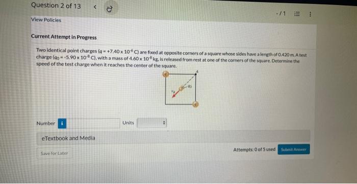 Solved Two identical point charges (q=+7.40×10−6C) are fxxed | Chegg.com