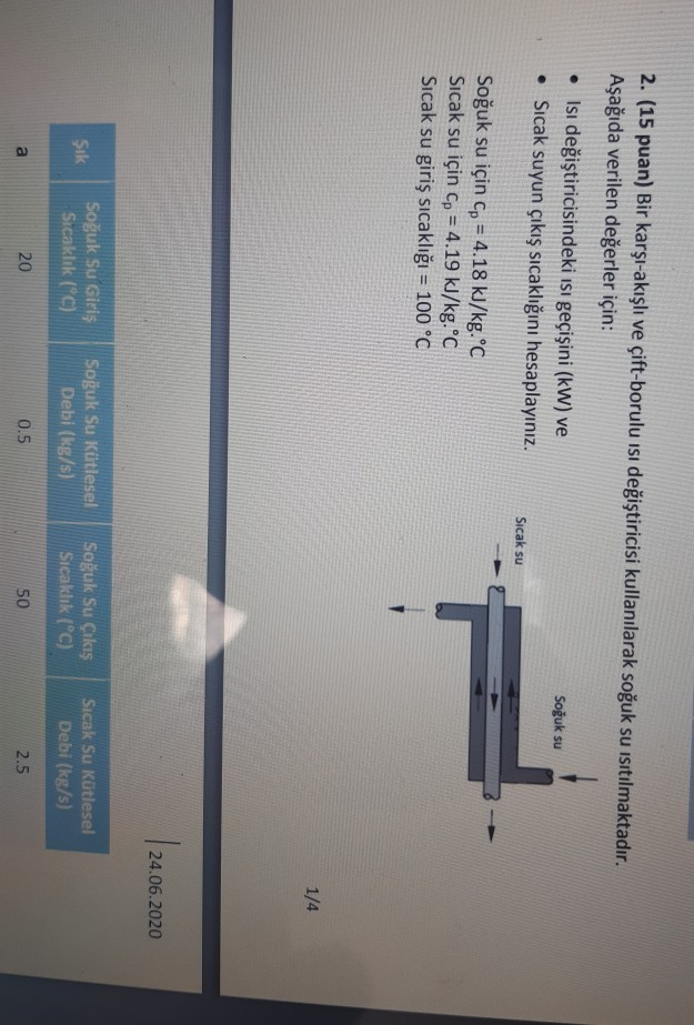 Solved Cold water is heated using a counter-flow and | Chegg.com