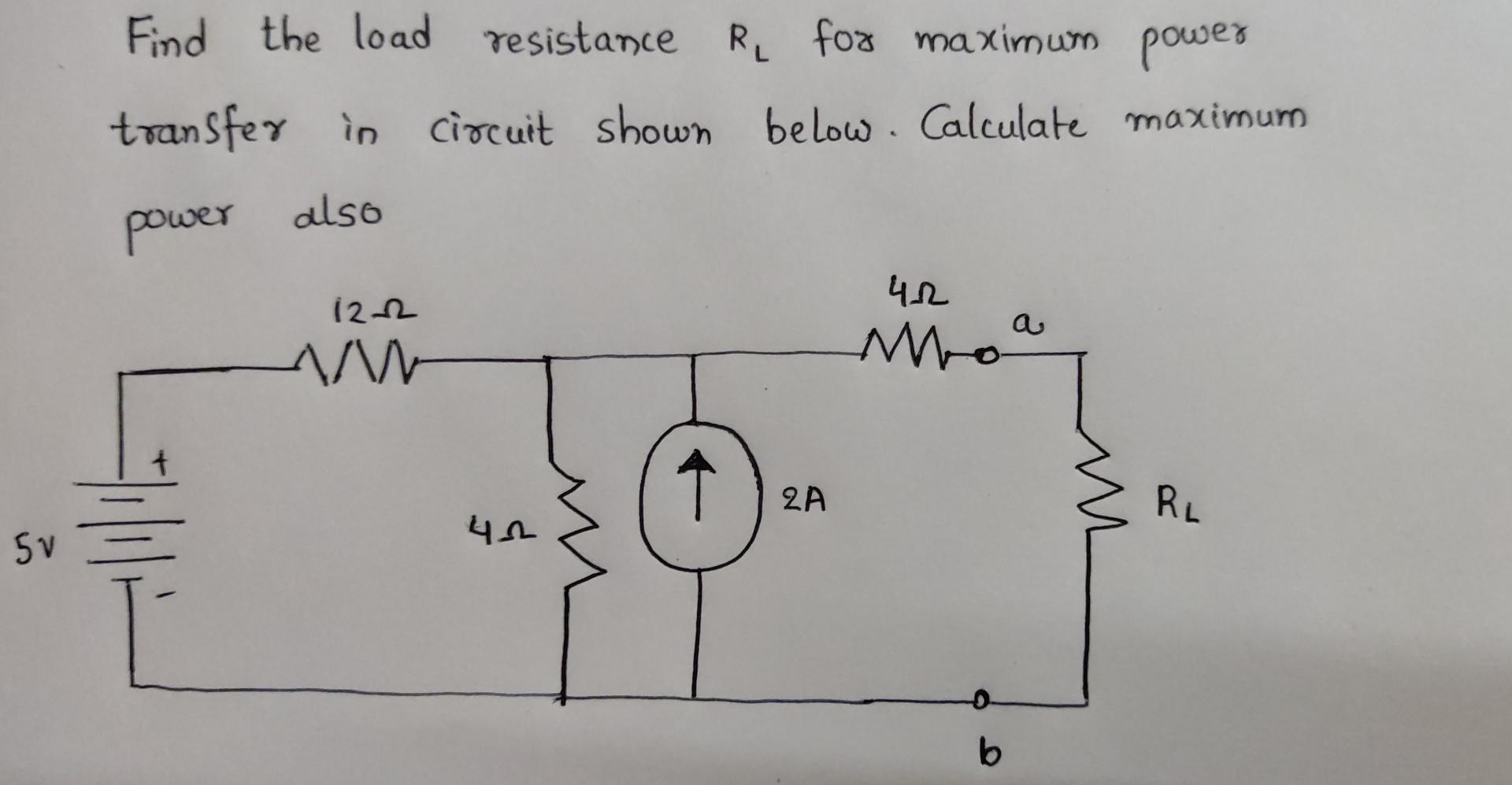 Solved Find the load resistance RL for maximum power | Chegg.com