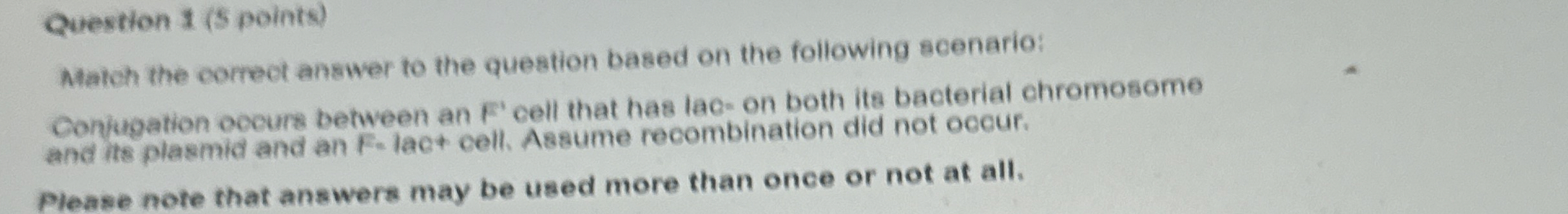 Solved Question 1 ( 5 ﻿points)Match the correct answer to | Chegg.com
