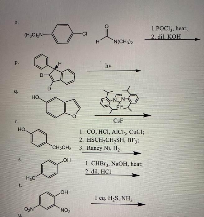 Solved 0. (H3C)2N- CI 1.POC13, heat; 2. dil. KOH H Н N(CH3)2 | Chegg.com