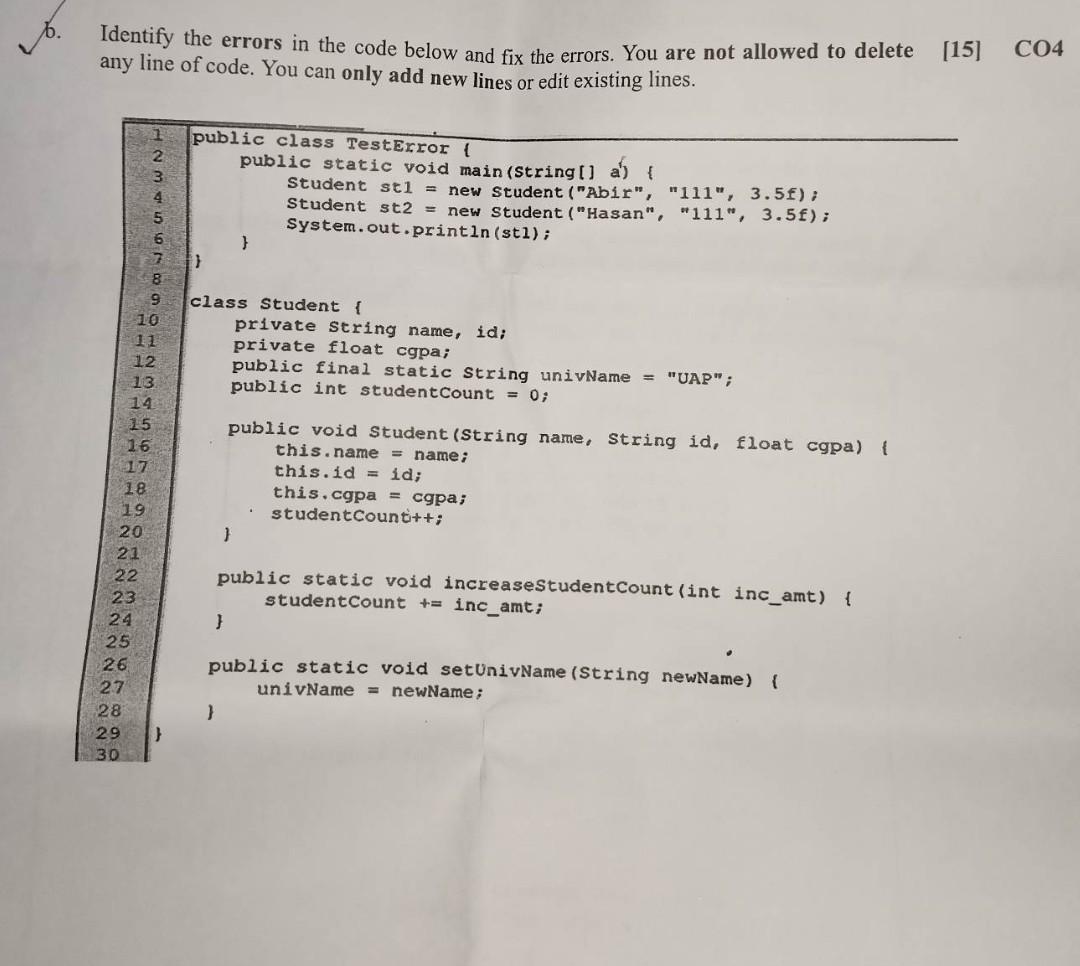 Solved Identify the errors in the code below and fix the | Chegg.com