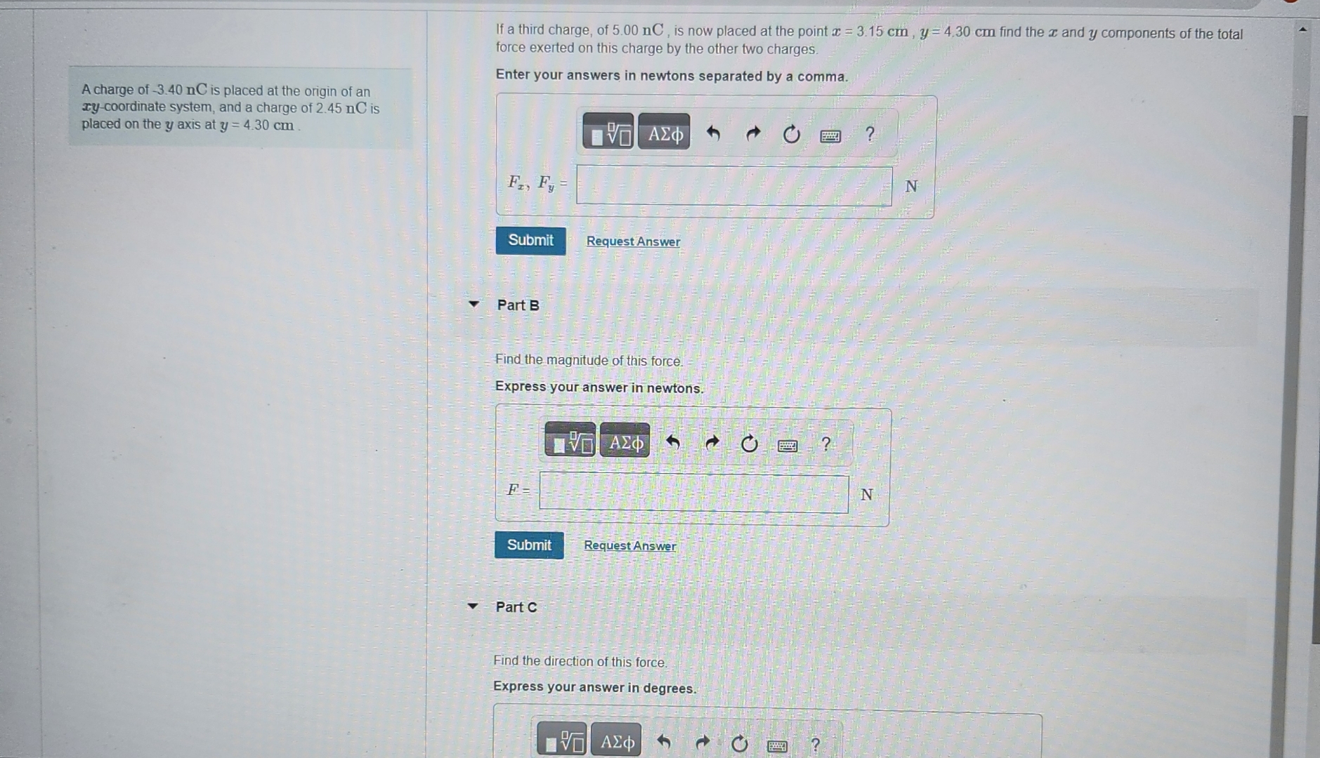 Solved A charge of 3.40 ﻿nC is placed at the origin of an | Chegg.com
