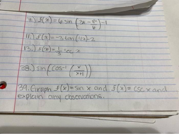 Solved For the following exercises, graph the functions for | Chegg.com
