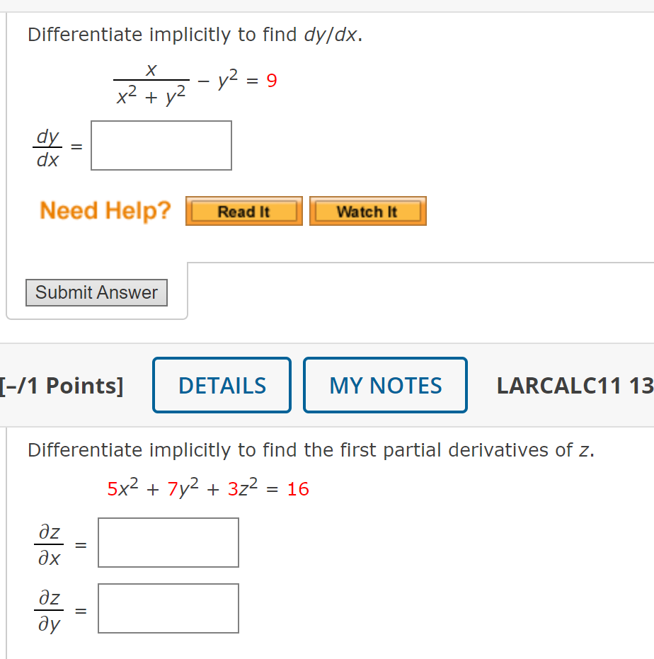 Solved Differentiate implicitly to find the first partial | Chegg.com