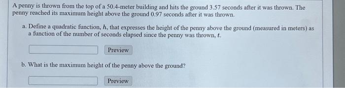 Solved A penny is thrown from the top of a 50.4 -meter | Chegg.com