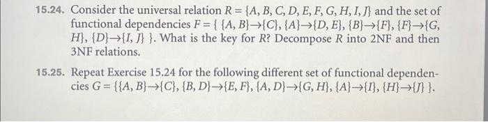 Solved 15.24. Consider the universal relation | Chegg.com