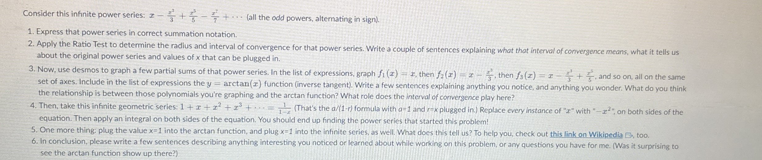 Solved Consider this infinite power series: | Chegg.com