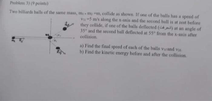 Solved m1−m2=m, collide as shown. If one of the balls has a | Chegg.com