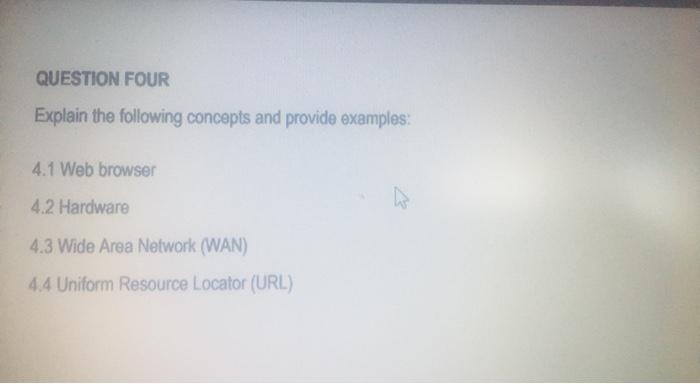 Solved QUESTION FOUR Explain the following concepts and | Chegg.com