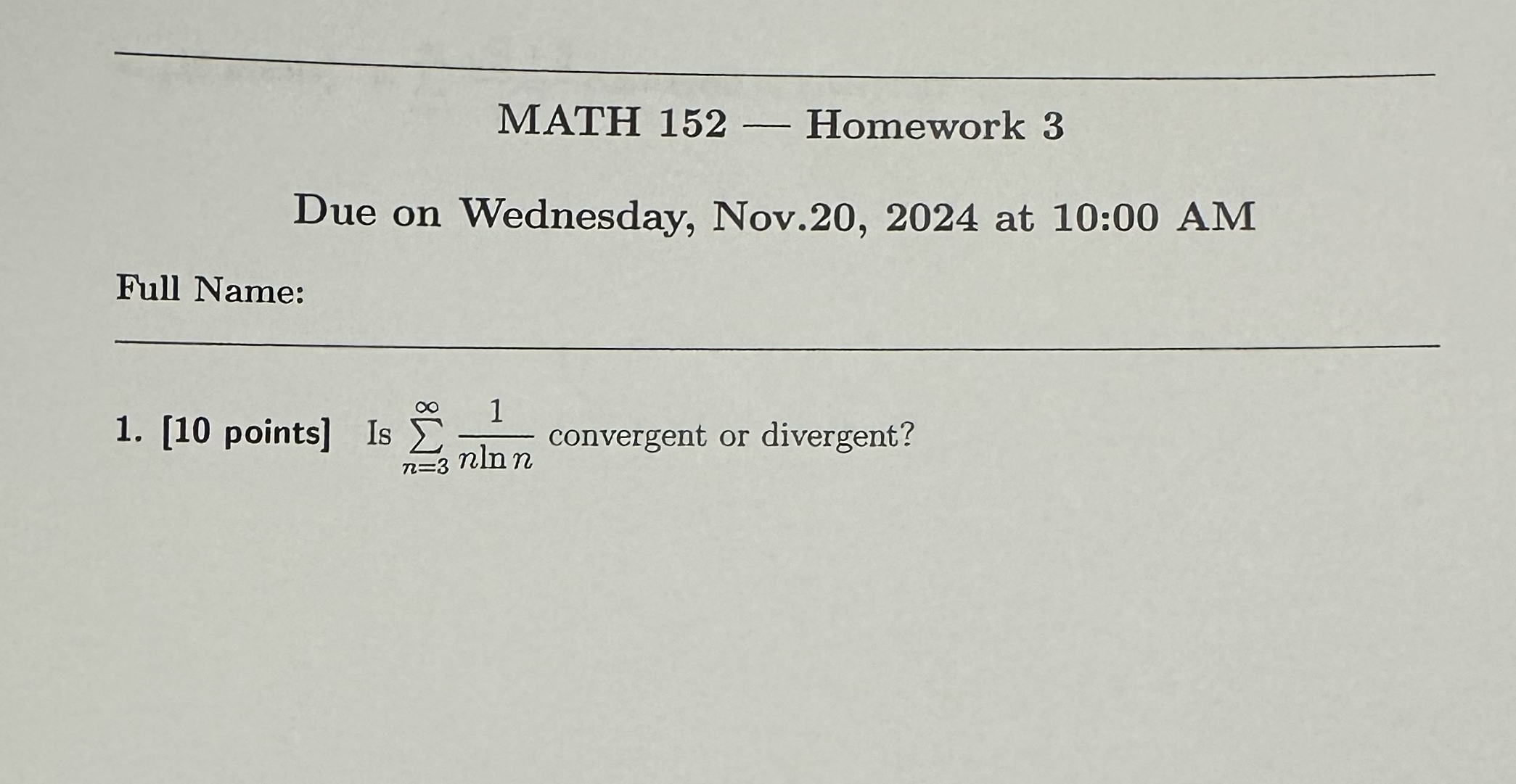 Solved MATH 152 - ﻿Homework 3Due on Wednesday, Nov.20, 2024 | Chegg.com