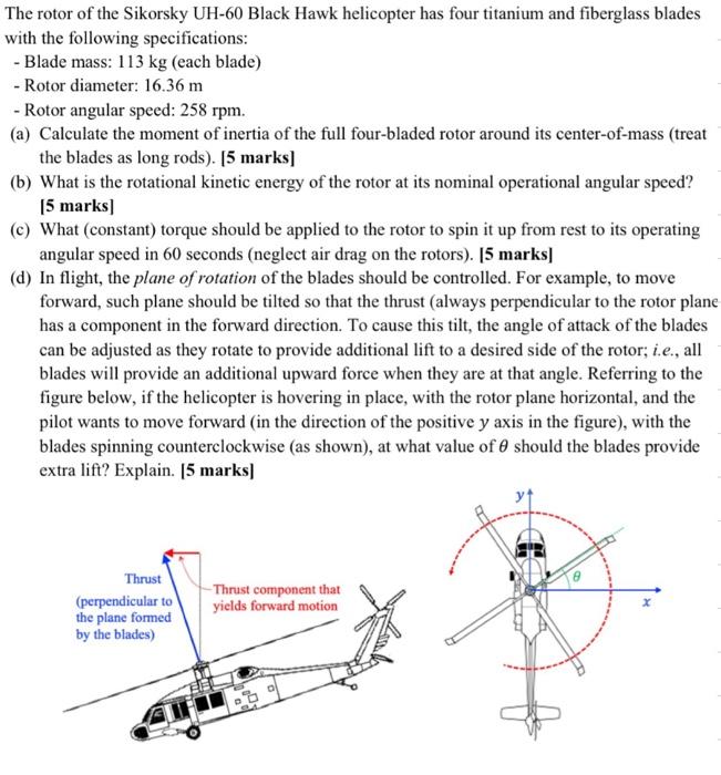Solved The rotor of the Sikorsky UH-60 Black Hawk helicopter | Chegg.com