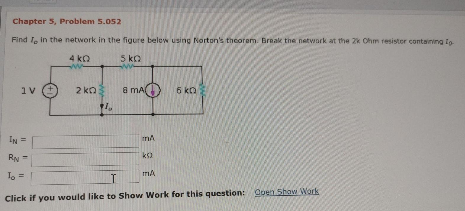 Solved Chapter 5, Problem 5.052 Find Io in the network in | Chegg.com